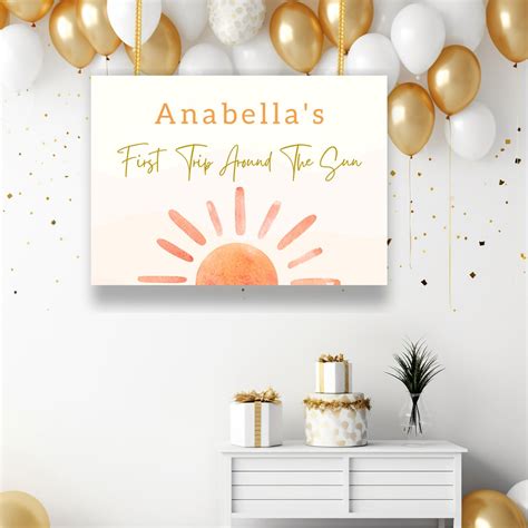 EDITABLE Sun Backdrop First Trip Around The Sun Backdrop St Trip Around The Sun Banner First