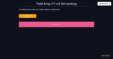 Usefieldarray 700rc 3 Not Working Codesandbox