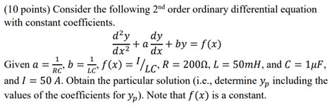 Solved A 10 Points Consider The Following 2nd Order