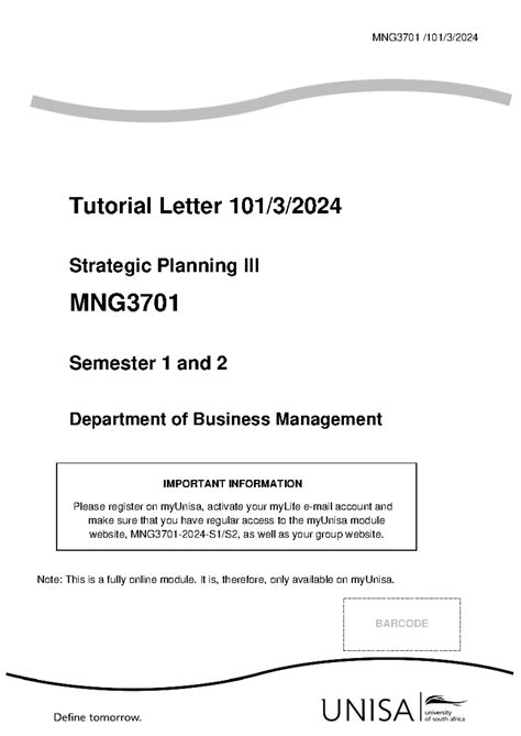 101 2024 3 B Mng3701 101 3 2024 Tutorial Letter 101 3 2024 Strategic Planning Iii Mng
