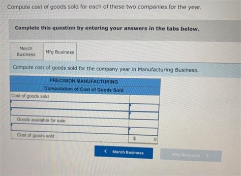Solved Exercise 18−11 Cost Of Goods Sold Computation Lo P1