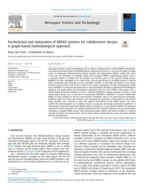 Pdf Formulation And Integration Of Mdao Systems For Collaborative Design