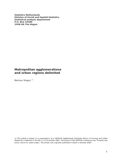 Metropolitan Agglomerations And Urban Regions Delimited Pdf Urban
