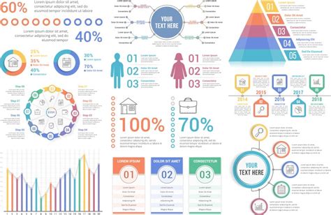 Infographics Chart Set Charts Result Graphs Icons Vector Image