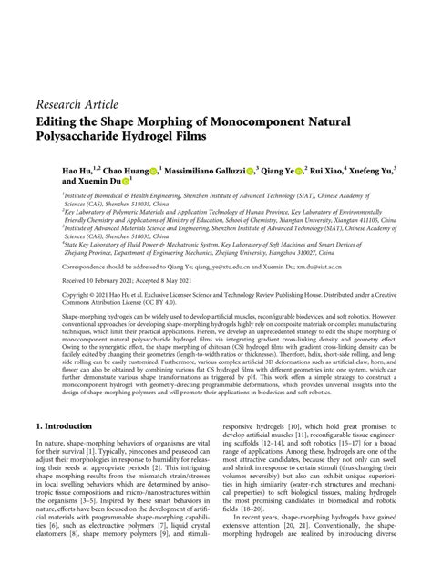 Pdf Editing The Shape Morphing Of Monocomponent Natural