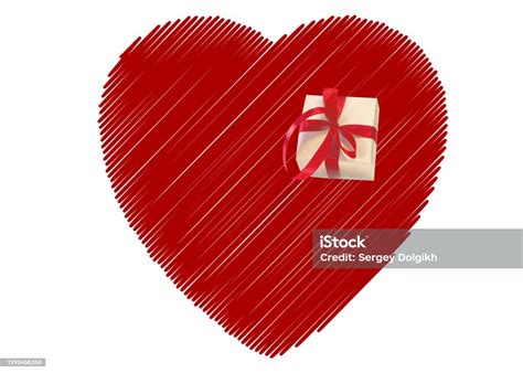 배너 인사말 카드 또는 포스터에 대한 해피 발렌타인 데이 축제 디자인 사랑의 삽화 큰 빨간 마음과 선물 상자 개념에 대한 스톡