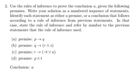 solved 2 use the rules of inference to prove the conclusion