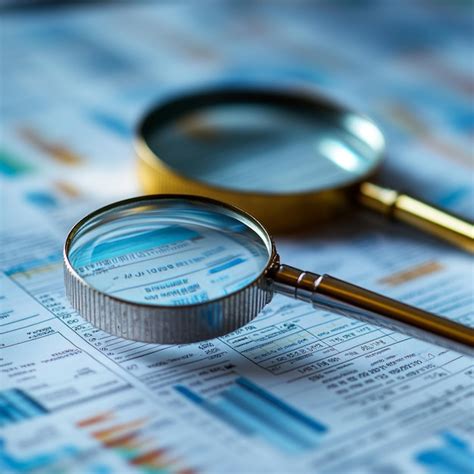 Magnifying Glass Over Financial Report Business Analysis Concept Premium Ai Generated Image