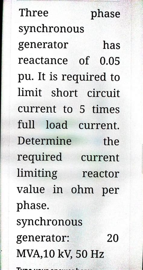 Solved Please Fast And In Detail Three Phase Synchronous Generator Has