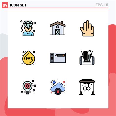 9 Thematic Vector Filledline Flat Colors And Editable Symbols Of Mobile Graphic Hand Draw Diet
