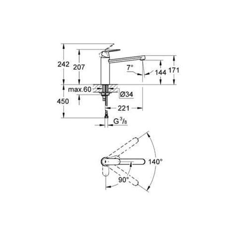 Grohe Eurosmart Cosmopolitan Mitigeur évier Chromé/Supersteel 30193000