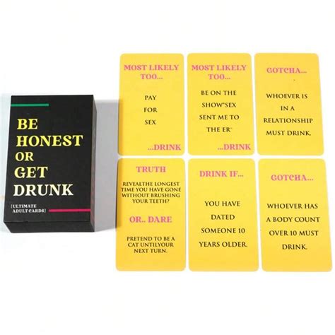 Be Honest Or Get Drunk Game Card Ultimate Adult Drinking Game For