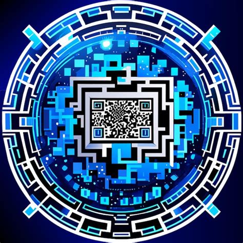 qr 바코드 블루 회로판 디지털 qr 코드 ⁇ 터 ⁇ 화 프리미엄 벡터