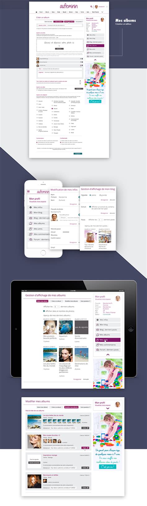 Web User Interface Aufeminin Behance