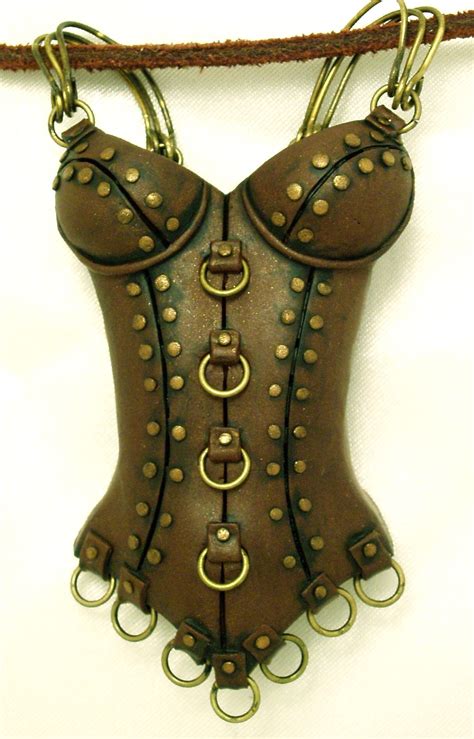 Warrior Corset With Antique Look Polymer Clay Steampunk Polymer Clay