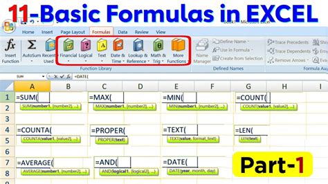 11 Important Basic Formulas In Excel Part 1 Most Useful Excel