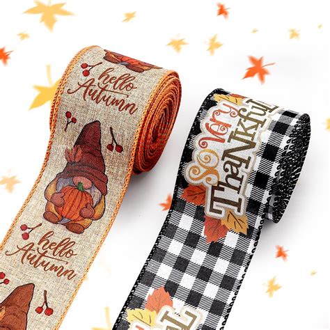 2 Rolls 10 Yards Fall Wired Edge Ribbons 25inch Black