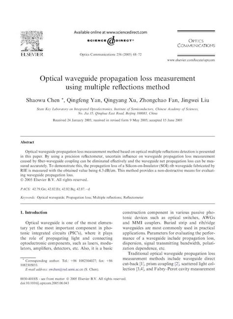 Pdf Optical Waveguide Propagation Loss Measurement Using Multiple