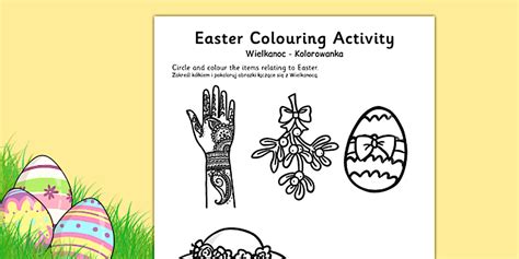 Easter Colouring Worksheet Worksheet Polish Translation