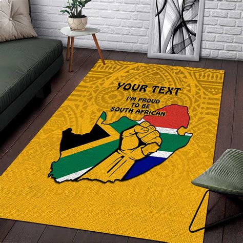 Personalised South Africa Area Rug African Pattern Happy Freedom Day