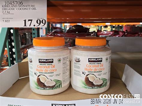 1045706 Kirkland Signature Organic Coconut Oil 2 3 Kg 17 99 Costco