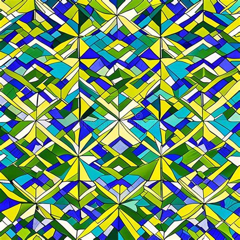 A Repeating Pattern Of Overlapping Diamonds In Shades Of Green And Blue Resembling A