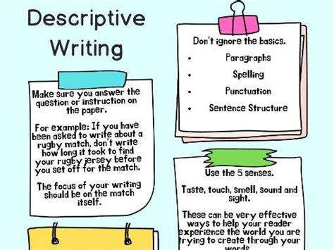 Descriptive Writing Info Sheet Teaching Resources