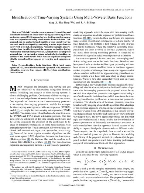 pdf time varying model identification for time frequency feature