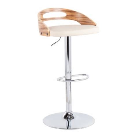 Cassis Mid Century Modern Adjustable Barstool With Swivel In Zebra Wood