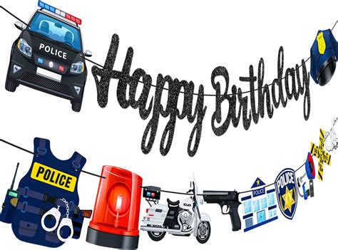 Police Birthday Party Banners 2pcs Policeman Happy Birthday