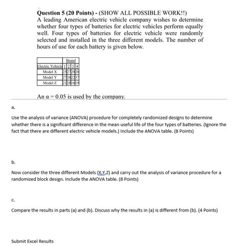 Solved Question 5 20 Points Show All Possible Work A