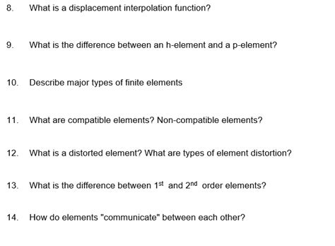 Solved 8 What Is A Displacement Interpolation Function 9