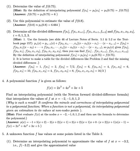 solved 1 use the method of vandermonde matrix to determine