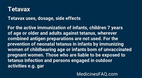 Tetavax Uses Dosage Side Effects Food Interaction And Faq