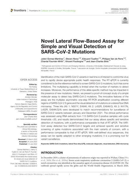 Pdf Novel Lateral Flow Based Assay For Simple And Visual Detection Of