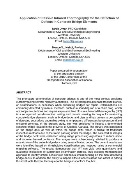 Pdf Application Of Passive Infrared Thermography For The · To