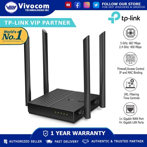 Tp Link Archer C Ac Dual Band Ghz Mbps Ghz Mbps Beamforming Wireless Mu Mimo