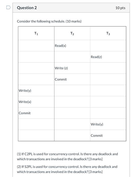 solved question 1 10 pts a consider two transactions as