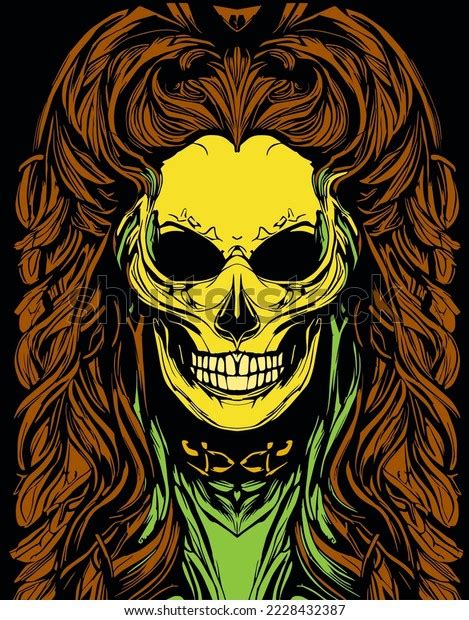 Feminine Girly Skull Tattoos Hand Drawn Stock Vector Royalty Free