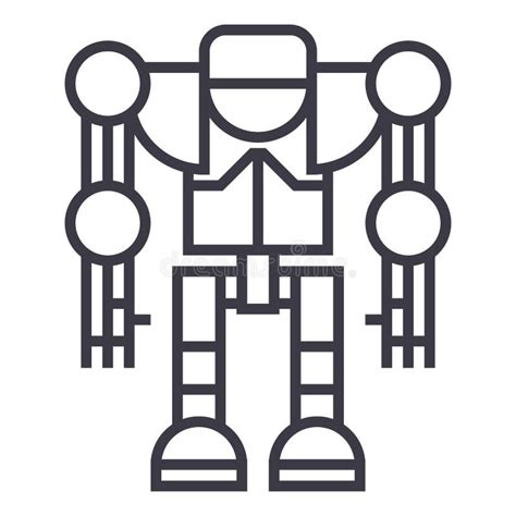 Man Android Robot Line Icon Concept Man Android Robot Flat Vector Symbol Sign Outline
