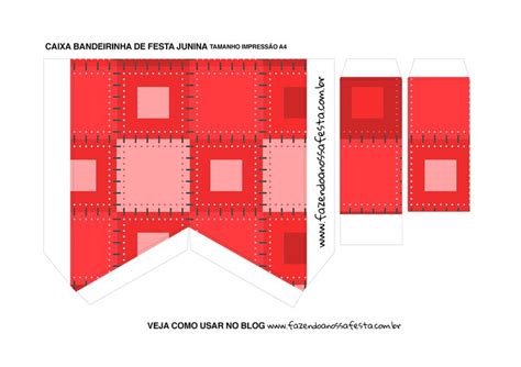 Caixa Bandeirola Festa Junina Xadrez Vermelho Pronto Para Personalizar