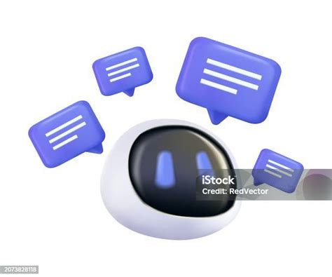 챗봇 3d 아이콘은 로봇 머리 주변의 말풍선을 특징으로 하며 자동화된 통신 기계 학습 Ai를 상징합니다 3차원 형태에 대한 스톡 벡터 아트 및 기타 이미지 Istock