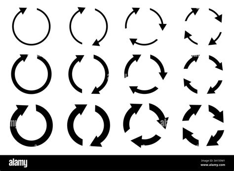 Circular Arrow Set Rotation Cycle Icons Refresh Symbol Collection