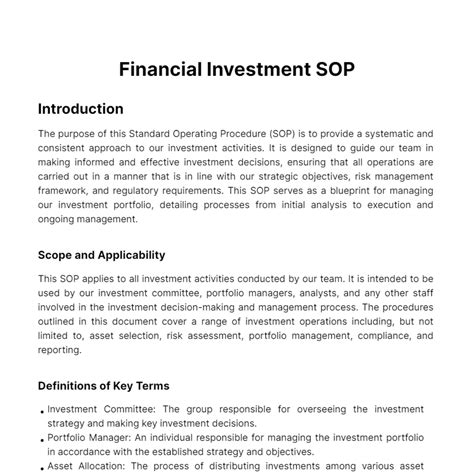 Financial Investment Sop Template Edit Online And Download Example