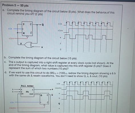 solved complete the timing diagram of the circuit below
