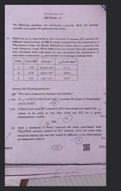 SECTION D The Following Questions Are Case Based Questions Read The Pa