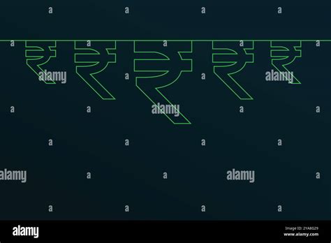 Line Style Indian Inr Rupee Hanging Banner With Text Space Vector Stock