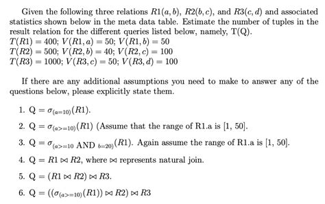 given the following three relations r1 a b r2 b c