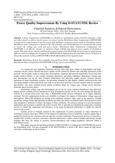 Pdf Power Quality Improvement By Using D Statcom Review