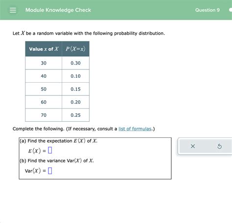 Solved Let X Be A Random Variable With The Following